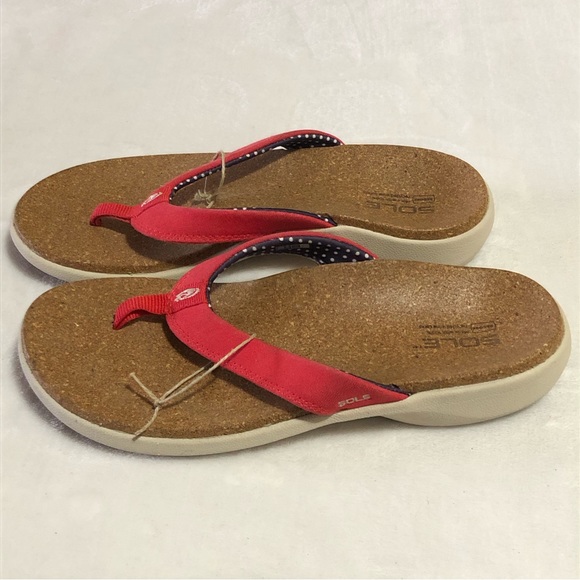 SOLE | Shoes | Sole Red Fabric Flipflops With A Recorked Footbed Womens ...